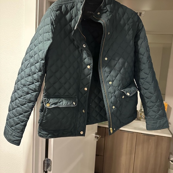 J. Crew | Jackets & Coats | J Crew Green And Gold Puffer Jacket | Poshmark